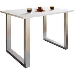 Vcm Holzesstisch H. 76 x B. 80 x T. 80 cm hochwertiges und massives Fu&szlig;gestell F&uuml;&szlig;e aus Eisen K&uuml;chentisch - Xona U