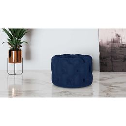 Home Affaire Hocker &raquo;FOLLINA&laquo; Polsterhocker mit klassischer Chesterfield-Knopfheftung blau 100% Polyester B/H/T: 60cm x 39cm x 60cm, Samtoptik, 