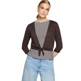 Zero Damen Sweatjacke "Damen mit 3/4 Arm", braun, Gr. 42, Jersey, Obermaterial: 45% Polyester, 55% Viskose, Sweatjacken, Wickel-Design