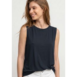 Street One Damen Shirttop, schwarz, Gr. 46, unifarben, Stoff, 95% Viskose, 5% Elasthan, Tops, aus stretchigem Viskosematerial