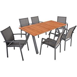 Garden Pleasure Garten-Essgruppe &raquo;DAVINA&laquo; 7 Stk. tlg. aus hochwertigem Teakholz braun Aluminium, FSC -zertifiziertes Massivholz, Polyester B/H/T: 290cm x 89cm x 380cm