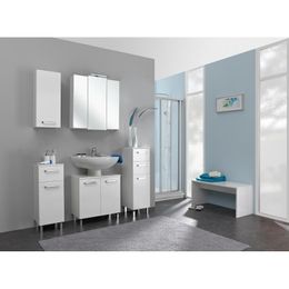 Badm&ouml;bel-Set &raquo;Quickset 312 5-teilig, Waschbeckenunterschrank und LED-Spiegelschrank&laquo; Set, 5 Stk. tlg. wei&szlig; Holzwerkstoff B/H/T: 128cmcm x 33cmcm