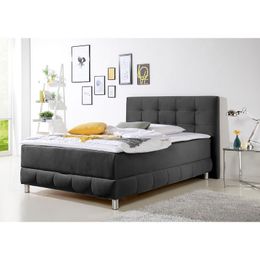 Home Affaire Boxbett &raquo;Vaasa&laquo; inkl. Bettkasten & Topper, XXL-Ausf&uuml;hrung, &Uuml;berl&auml;nge 220 cm grau Samtoptik, Liegefl&auml;che B/L: 140cm x 200cm, H2 + H2, 