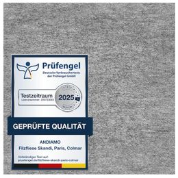 ANDIAMO Teppichfliese &raquo;Skandi, selbstklebend, Gesamth&ouml;he 4 mm&laquo; rechteckig 40x40 cm, 25 St&uuml;ck (4 qm), 50 St&uuml;ck (8 qm) oder 100 St&uuml;ck (16 qm) grau Polypropylen 
