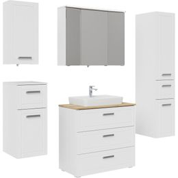 Badm&ouml;bel-Set &raquo;Serie 3007,7-teilig, mit T&uuml;rd&auml;mpfern&laquo; 7 Stk. tlg. wei&szlig; Spanplatte B/H/T: 160cmcm x 200cmcm x 44,5cmcm