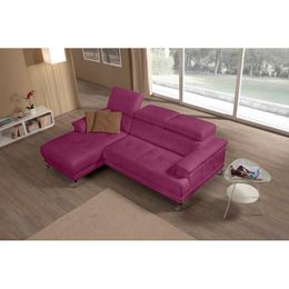Egoitaliano Ecksofa &raquo;Soul, Design und Sitzkomfort auf hohem Niveau, tolle Details, L-Form&laquo; mit Recamiere, inkl. Kopfteilverstellung pink B/H/T: 250cm x 99cm x 