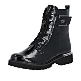 Remonte Damen Schn&uuml;rstiefelette , Blockabsatz, Schn&uuml;rboots im Kroko-Look, Innenrei&szlig;verschluss schwarz 45