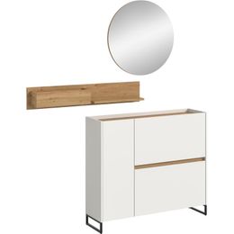 Home Affaire Garderoben-Set &raquo;EVRID, 3-teilig, Breite 140 cm, individuell stellbar & erweiterbar&laquo; best. aus: Kommode, Wandboard & Spiegel, 3 Stk. tlg. 