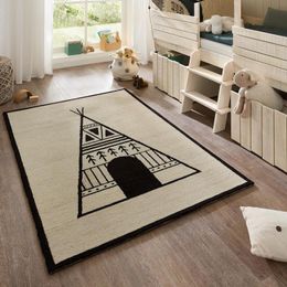 Theko Kinderteppich &raquo;Gaia Kids Tipi&laquo; rechteckig 10 mm H&ouml;he getuftet, reine Schurwolle, Motiv Tipi, Kinderzimmer Schurwolle B : 160cm 1 Stk., 10mm, L: 