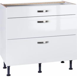 KOCHSTATION Unterschrank &raquo;KS-Cara&laquo; Breite 90 cm, mit Vollausz&uuml;gen und Soft-Close-Funktion wei&szlig; wei&szlig;, B/H/T: 90cm x 87cm x 58,4cm