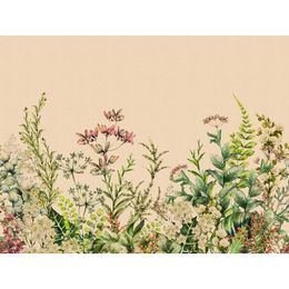 Livingwalls living walls Fototapete &raquo;The Wall&laquo; botanisch naturalistisch nat&uuml;rlich glatt Fototapete Blume Tapete Dschungel Tapeten Wohnzimmer Flur Design Optik 