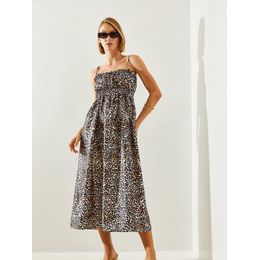 Bianco Lucci Kleid Damen Gr&ouml;&szlig;e 38 ecru / hellbraun / schwarz Sommerkleid