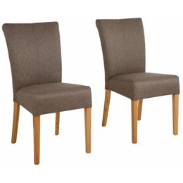 Home Affaire 4-Fu&szlig;stuhl &raquo;Queen Polsterstuhl&laquo; (Set) 2 Stk.verschiedene Bez&uuml;ge, Gestell Massivholz braun Massivholz B/H/T: 47cm x 93cm x 64cm, 2 Stk., 