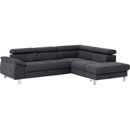 COTTA Ecksofa &raquo;Komaris L-Form, B: 249 cm&laquo; mit Kopfteilverstellung, optional Schlaffunktion, Bettkasten & Licht grau Microfaser PRIMABELLE (100% 