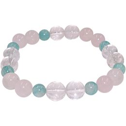 Firetti Damen Armband &raquo;Schmuck Geschenk Armschmuck Armkette Edelstein Perlen&laquo; Made in Germany - mit Bergkristall, Amazonit, Rosenquarz blau 20cm, 