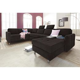 Sit & More sit&more Wohnlandschaft &raquo;Pablo U-Form&laquo; wahlweise mit Schlaffunktion und Bettkasten schwarz Struktur (100% Polyester);Kunstleder SOFTLUX ;Luxus-