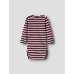 name it Jungen Langarmbody "NBNBANIO LS BODY NOOS", Gr. 74, rosa, Jersey, Obermaterial: 57% Baumwolle, 38% Modal, 5% Elasthan, gestreift, Bodys,