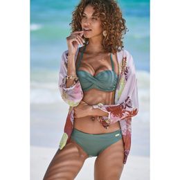 Lascana Damen Lascana B&uuml;gel-Bandeau-Bikini-Top &raquo;Italy&laquo; mit seitlichen St&auml;bchen gr&uuml;n 34, Cup B