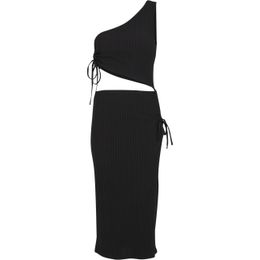 Urban Classics Damen Shirtkleid "Urban Classics Ladies Cut Out Jersey Dress", schwarz, Gr. XS, unifarben, 99% Polyester, 1% Elasthan, Kleider