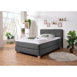 Home Affaire Boxspringbett &raquo;Fargo&laquo; inkl. Topper, in 3 Matratzenarten, in Samt- oder Strukturstoff grau Struktur fein (100% Polyester);Samtstoff (100% 