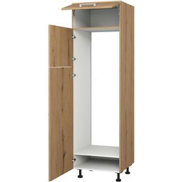KOCHSTATION K&uuml;hlumbauschrank &raquo;KS-Trea SKG-195-145&laquo; f&uuml;r integrierte K&uuml;hl-Gefrierkombi 145,0 cm, Breite 60 cm, H&ouml;he 195 cm braun eiche astig, B/H/T: 