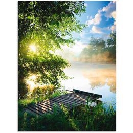 Artland Wandbild &raquo;Angelsteg am Morgen&laquo; Gew&auml;sser 1 Stk. tlg. als Alubild, Leinwandbild, Poster in verschied. Gr&ouml;&szlig;en gr&uuml;n B/H/T: 30cm x 40cm, Alu-Dibond-Druck 