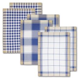 Dyckhoff Geschirrtuch &raquo;KARO, Ma&szlig;e je Tuch ca. 50x70 cm&laquo; mit drei verschiedenen Motiven blau 100% Baumwolle 6 Stk., 100 % Baumwolle