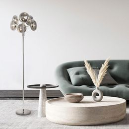 N&auml;ve n&auml;ve Stehlampe &raquo;Orion&laquo; G9 1 Stk. 6flg., G9, Glasschirme smokey/chrom, Zuleitung 200cm m. Fu&szlig;schalter grau 6, &Oslash; 44cm H: 165cm, 1 Stk.