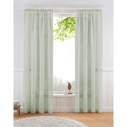 OTTO home Gardine &raquo;TENDER&laquo; Kr&auml;uselband 1 Stk. tlg. Leinen Optik mit Struktur, monochrom, Bestseller gr&uuml;n Polyester 245cm, Kr&auml;uselband, 135cm