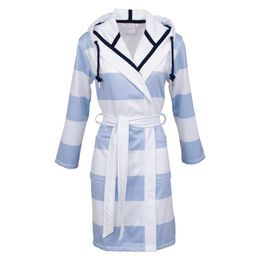 Carl Ross Damenbademantel &raquo;wash&wear&laquo; 1 Stk. Kapuze blau Frottier 32/34 L: 100cm