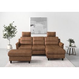Sit & More sit&more Ecksofa &raquo;Far&ouml; L-Form&laquo; inklusive Federkern, wahlweise mit Schlaffunktion und Bettkasten braun B/H/T: 234cm x 90cm x 168cm, Microfaser, 
