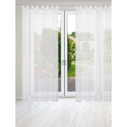 Home Wohnideen Vorhang &raquo;NESSI 2er Pack&laquo; Schlaufen 2 Stk. tlg. Uni, Voile, transparent, Schlaufen inkl. Zugband, 2er Pack wei&szlig; Polyester 245cm, 