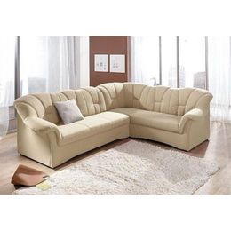 DOMO collection Ecksofa &raquo;Papenburg B/T/H: 242/190/84 cm L-Form&laquo; wahlweise mit Bettfunktion, Langer Schenkel links oder rechts beige Struktur ( 90% 