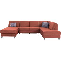 Sit & More sit&more Wohnlandschaft &raquo;Clio U-Form&laquo; wahlweise mit Schlaffunktion und Bettkasten, inklusive Federkern orange B/H/T: 319cm x 89cm x 190cm, Luxus-