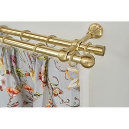 Garesa Gardinenstange &raquo;ANDREA&laquo; &Oslash; 20 mm 2 l&auml;ufig-l&auml;ufig Wunschma&szlig;l&auml;nge Vorhanggarnitur, verl&auml;ngerbar, Endknopf Kugel kurz, mit Ringen gold Metall B/L: 