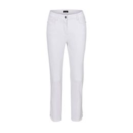 GOLDNER Damen Stoffhose "Kurzgr&ouml;&szlig;e Hose im 5-Pocket-Stil", wei&szlig;, Gr. 21, Obermaterial: 71% Baumwolle CO. 20% Lyocell CLY. 6% Polyester PES. 3%