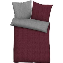 Biberna Wendebettw&auml;sche &raquo;HERMAL Melange Flanell uni, kuschelig weich&laquo; 2 Stk. Flanell in Melangeoptik, Winterbettw&auml;sche, Made in Germany rot Flanell, 