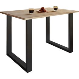 Vcm Holzesstisch H. 76 x B. 140 x T. 50 cm hochwertiges und massives Fu&szlig;gestell F&uuml;&szlig;e aus Eisen K&uuml;chentisch - Xona U