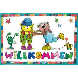 LuckyLinde Wanddekoobjekt &raquo;Der kleine Tiger und der kleine B&auml;r - Willkommen&laquo; Exklusive JANOSCH Kindermotive, Stahlschild Blech B/H/T: 30cm x 20cm x 