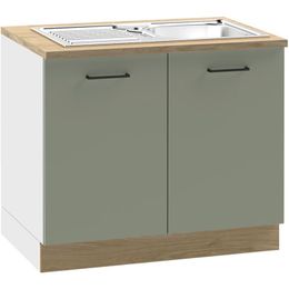 KOCHSTATION Sp&uuml;lenschrank &raquo;KS-Kolari&laquo; 1 Stk. tlg. Ma&szlig;e (B/T/H): 100,1 x 60 x 88 cm FSC -zertifizierter Holzwerkstoff wei&szlig;, B/H/T: 100,1cm x 88cm x 