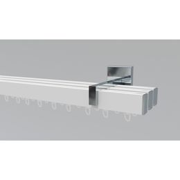 Gardinenstange Indeko, L:250cm, wei&szlig;, Aluminium, Wohnzimmer, Gardinenstangen, "Bern", Innenlauf Komplett-Set inkl. Gleitern und Montagematerial