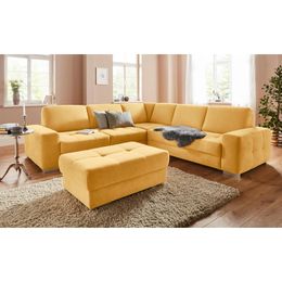 Sit & More sit&more Ecksofa &raquo;Santorini L-Form&laquo; mit Federkern und Sitztiefenverstellung, wahlweise mit Schlaffunktion gelb Struktur (100% Polyester);Struktur fein