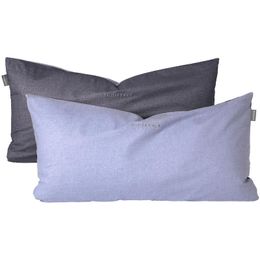 Schiesser Kissenh&uuml;llen &raquo;Doubleface aus weicher Baumwolle mit edlem Melangeeffekt in Wendeoptik&laquo; Made in Green blau Renforc&eacute;, Renforc&eacute; B/L: 40cm x 80cm, 2 Stk., 
