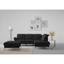 Sit & More sit&more Ecksofa &raquo;Fashion L-Form&laquo; wahlweise mit Kopfteilverstellung, Vorziehsitz, motorisch, Nickelf&uuml;&szlig;e schwarz B/H/T: 250cm x 84cm x 207cm, Luxus-