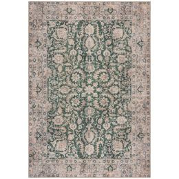 FLAIR RUGS Teppich &raquo;Beau Floral&laquo; rechteckig 2 mm H&ouml;he Waschbarer Vintage Teppich, Wohnzimmer, Schlafzimmer, Esszimmer gr&uuml;n Kunstfaser B : 152cm 1 Stk.