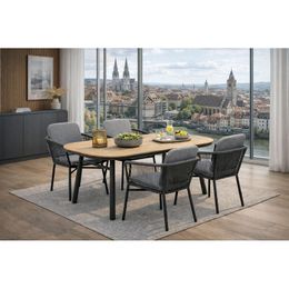 Destiny Garten-Essgruppe &raquo;LIMONE SAN MARINO 4 Se + Tisch OV 180x90cm, holzf./ grau&laquo; Set, 5 tlg. Aluminium, Rope, Polywood Aluminium, Polywood, Wicker/