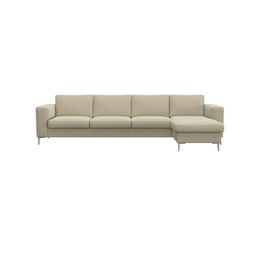 FLEXLUX Ecksofa &raquo;Fiore, super Sitzkomfort durch Kaltschaum im Sitz, L-Form&laquo; breite Armlehnen, F&uuml;&szlig;e Alu beige B/H/T: 295cm x 85cm x 159cm, Chenille, 