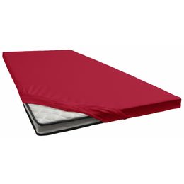 Spannbettlaken bellana, rot, Jersey, Obermaterial: 95% Baumwolle, 5% Elasthan (LYCRA), Bettlaken, "bellana deluxe f&uuml;r Topper, mit Elasthan, Premium