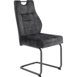 Hela Esszimmerstuhl &raquo;Linda S Schwingstuhl&laquo; (Set) 4 Stk.mit Taschenfederkern Sitz, mit 140KG belastbar, Freischwinger schwarz Metall, Polyester, Stoff 