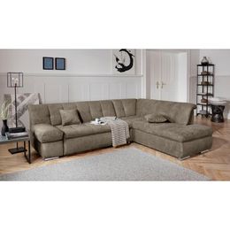 DOMO collection Ecksofa &raquo;MONA 271x213 cm, modern und komfortabel&laquo; whlw. mit Bett- und Armlehnfunktion, L-Form braun Struktur fein 100% Polyester;